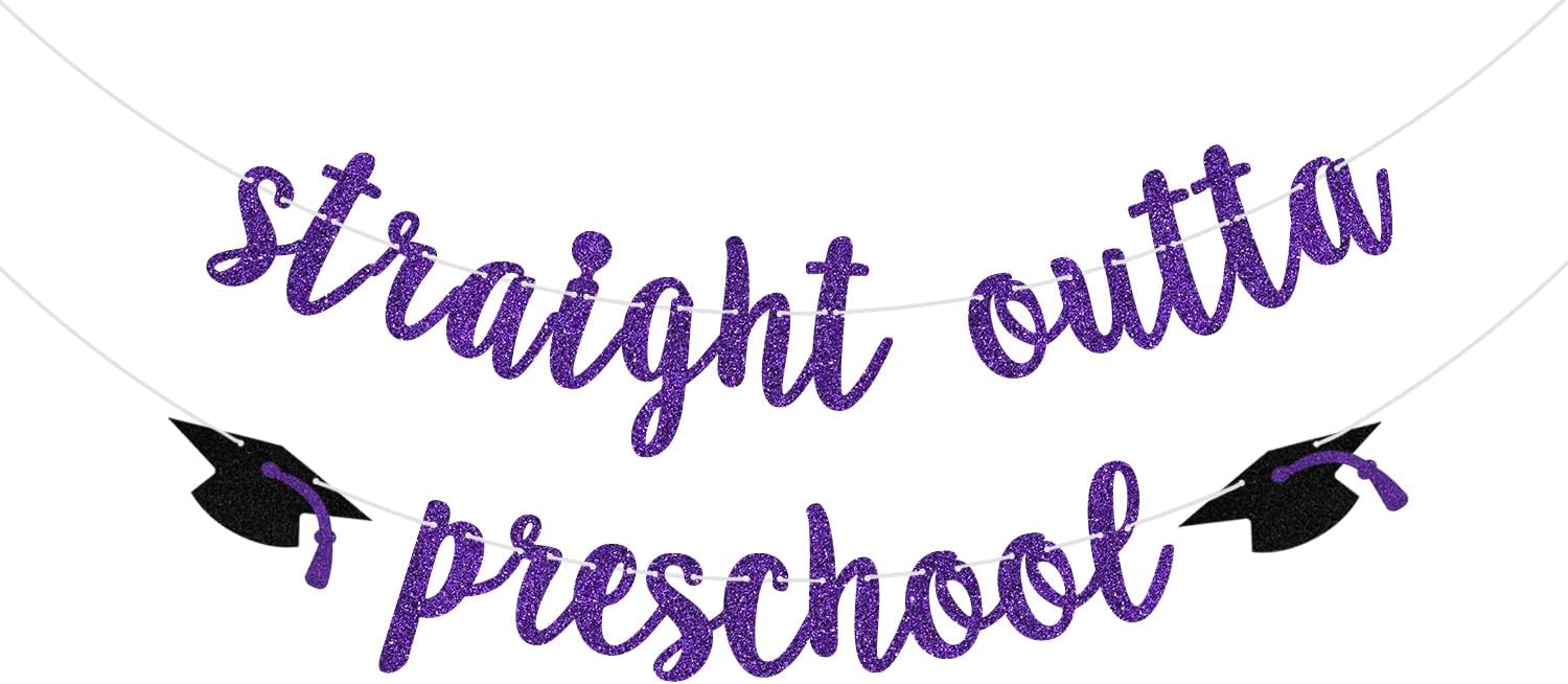 Amazon.com: Straight Outta Preschool Banner - Preschool Graduation ...