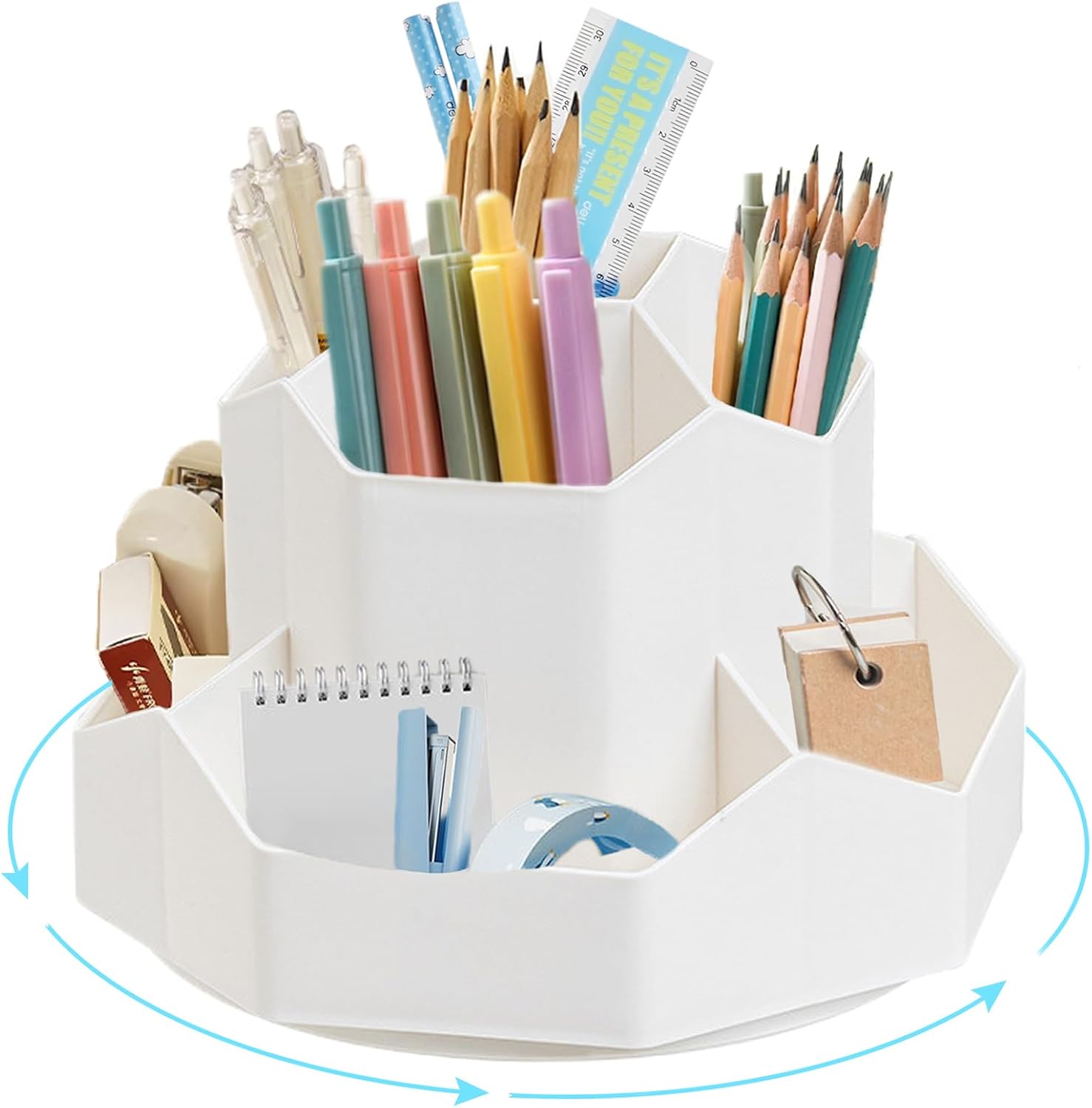 Rotating Pen Pencil Holder Desk Organiser - Stationary Organiser ...