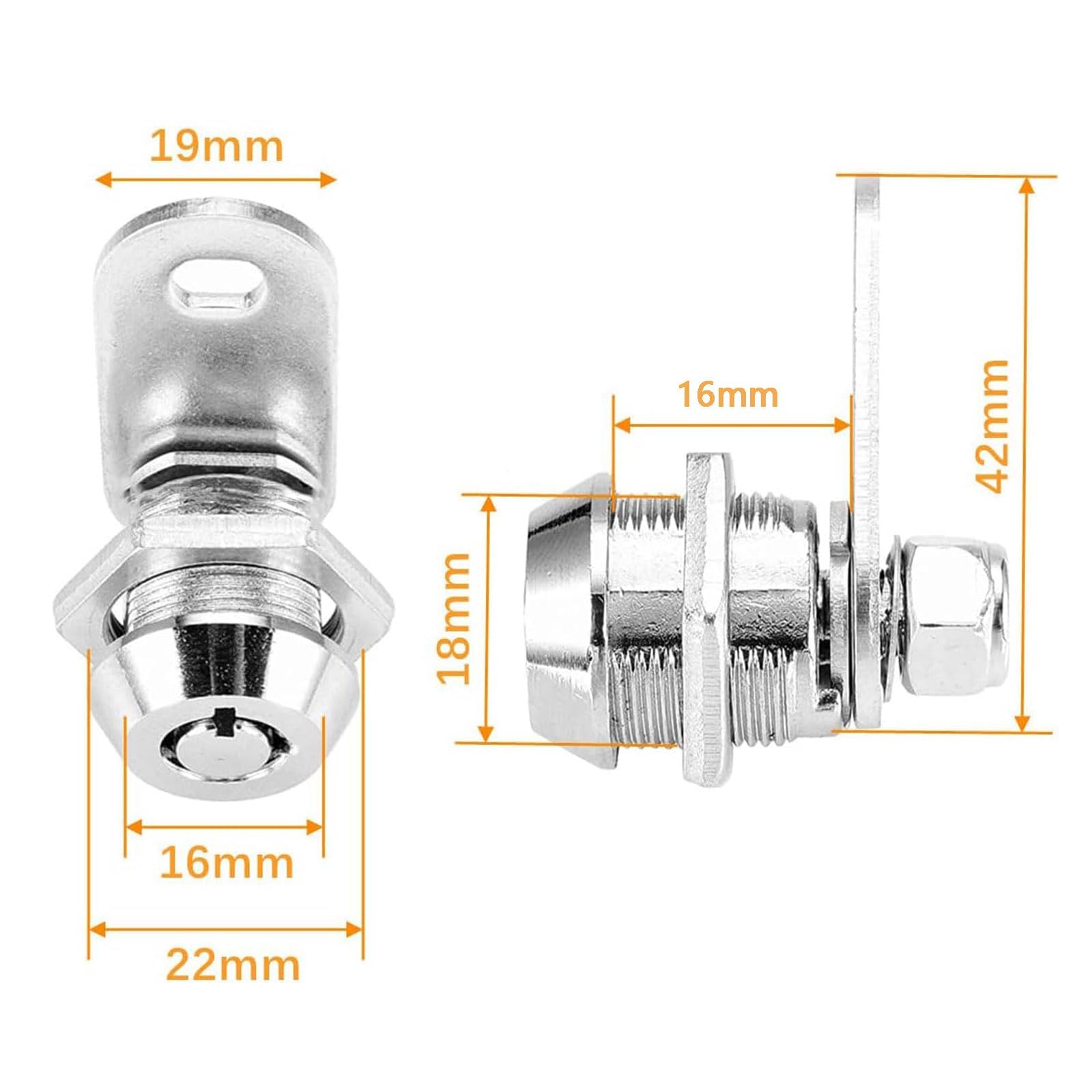 TOP-VIGOR 2Pcs 16mm Tubular Cam Lock, Mailbox Lock Cabinet Cylinder ...