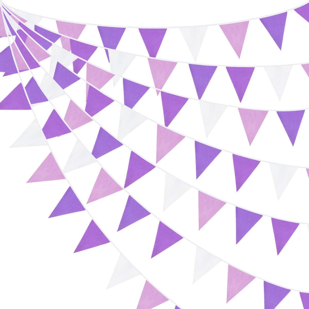 Amazon.com: 10M/32Ft Purple and White Pennant Banner Fabric Triangle ...