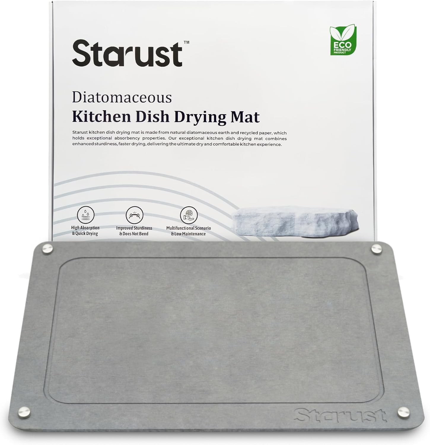 Amazon.com: Starust Large Stone Drying Mat for Kitchen Counter, 19.69 ...