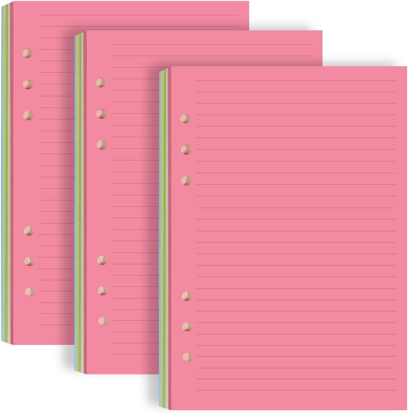 150 fogli A5 colorati a righe per filofax – 6 fori 21 x 14 cm fogli ...
