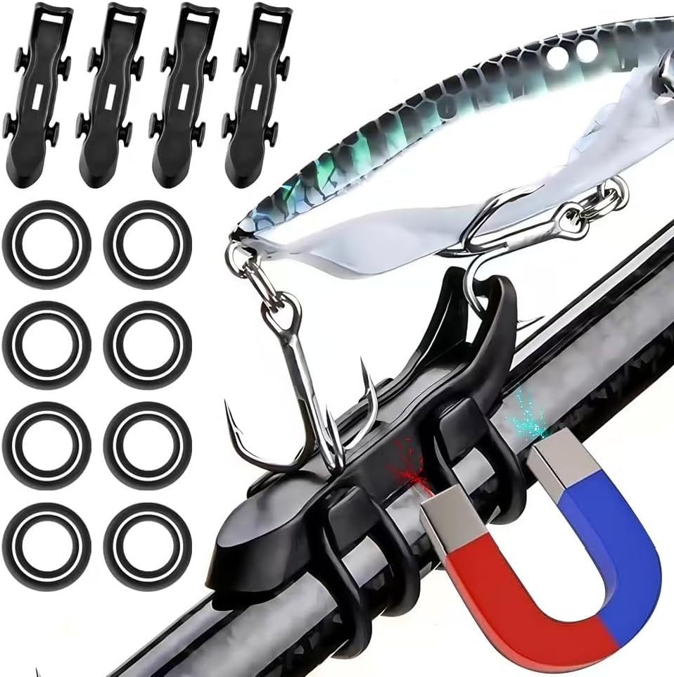 Amazon.com : Fishing Rod Hook Keeper Set, 4 Pack with O-Rings, Magnetic ...