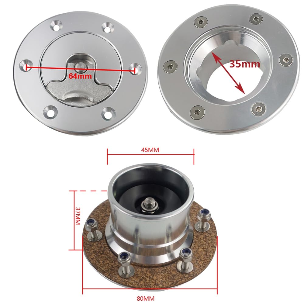 Fuel Cell Cover 1.4 Inch 6-Bolt - Stainless Steel Gas Tank Flush Mount ...