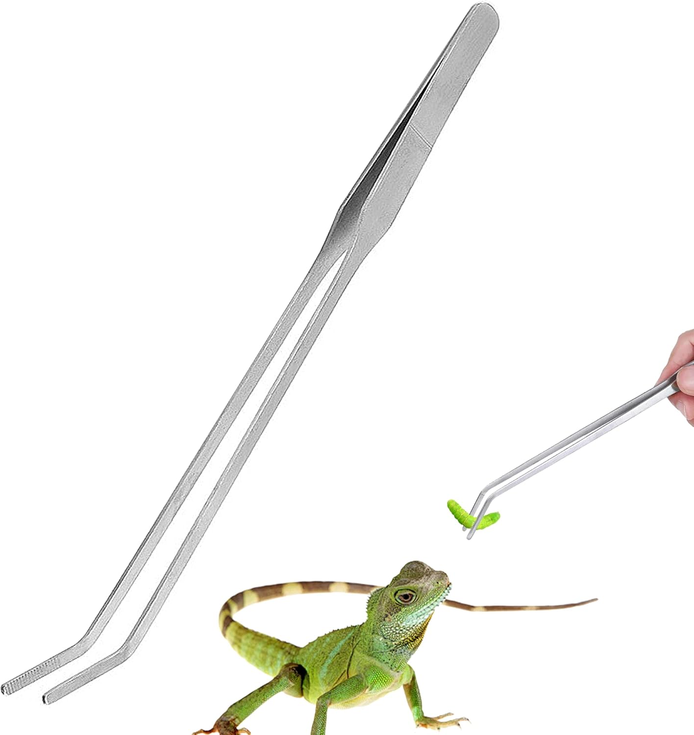 1Pcs Aquarium Tweezers Silver Curved Long Tweezers 10.2IN Stainless ...