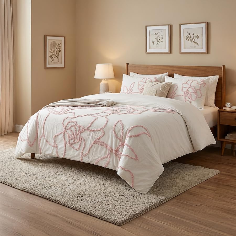Amazon.com: Emryn House Oversize 100% Cotton Floral Chenille Bedspread ...