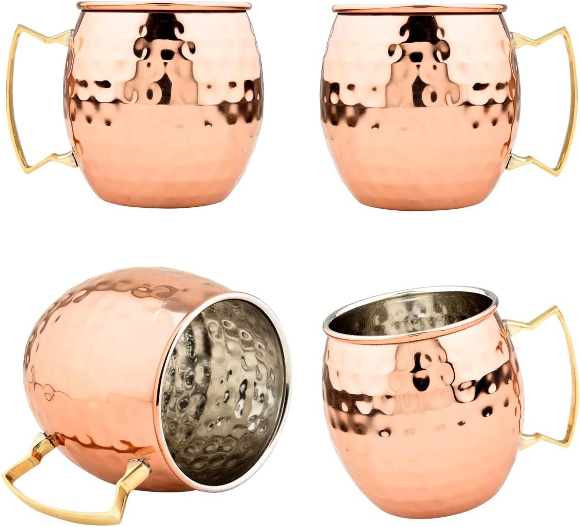 Amazon.com: PR INTERNATIONAL Copper Moscow Mule Mugs Brass Handle Set ...
