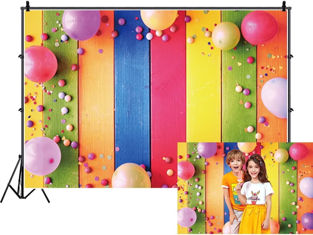 Amazon.com : Renaiss 7x5ft Colorful Wood Backdrop Polyester Colorful ...