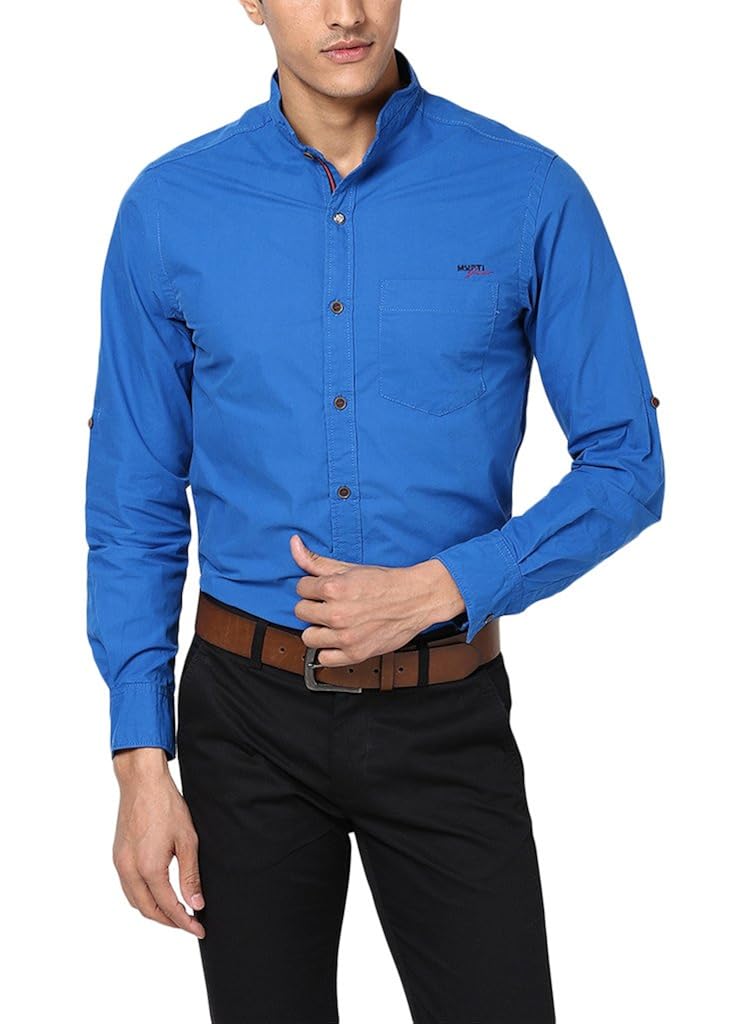 Mufti Cotton Shirts-MFS-5672-TURQ : Amazon.in: Clothing & Accessories