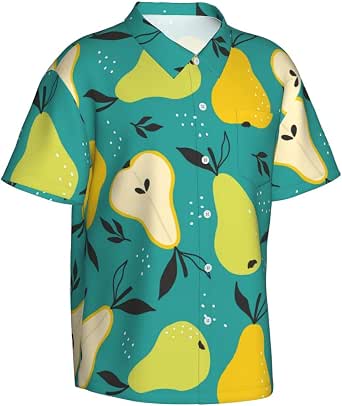 Amazon.com: Rqzwdq Fruit Pear Pattern Hawaiian Shirt for Men Shirt ...