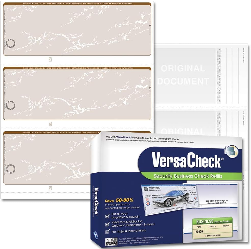 Amazon.com : VersaCheck UV Top Secure (DNA) Checks - 750 Blank Business ...