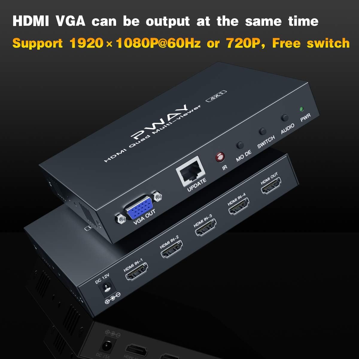 Buy HDMI 4X1 Quad Multi Viewer Seamless Switcher, HDMI and VGA ...