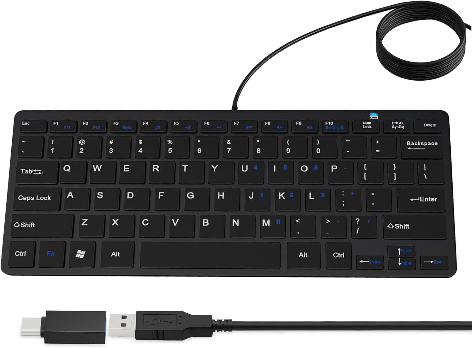 Amazon.com: Ultra-Slim 78keys USB Mini Wired Keyboard with Media ...
