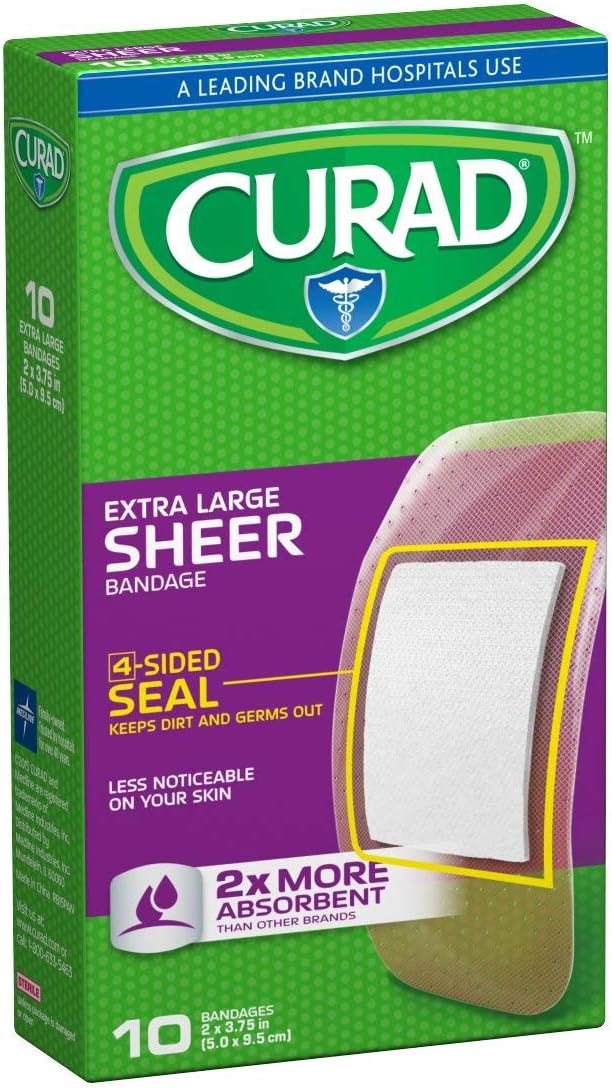 Amazon.com: Curad Extra Large Plastic Bandage with 4-Sided Seal, 2x4 ...