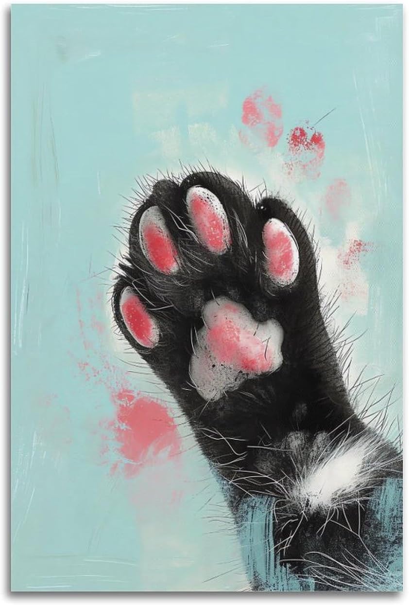 Amazon.com: SSRTK Cat Hand Poster, Cute Cat Hand, Cat Wall Art Room Aesthetic, Girl Gifts ...