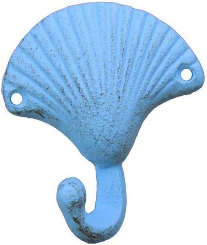 Amazon.com: Handcrafted Nautical Decor Rustic Light Blue Seashell Hook ...