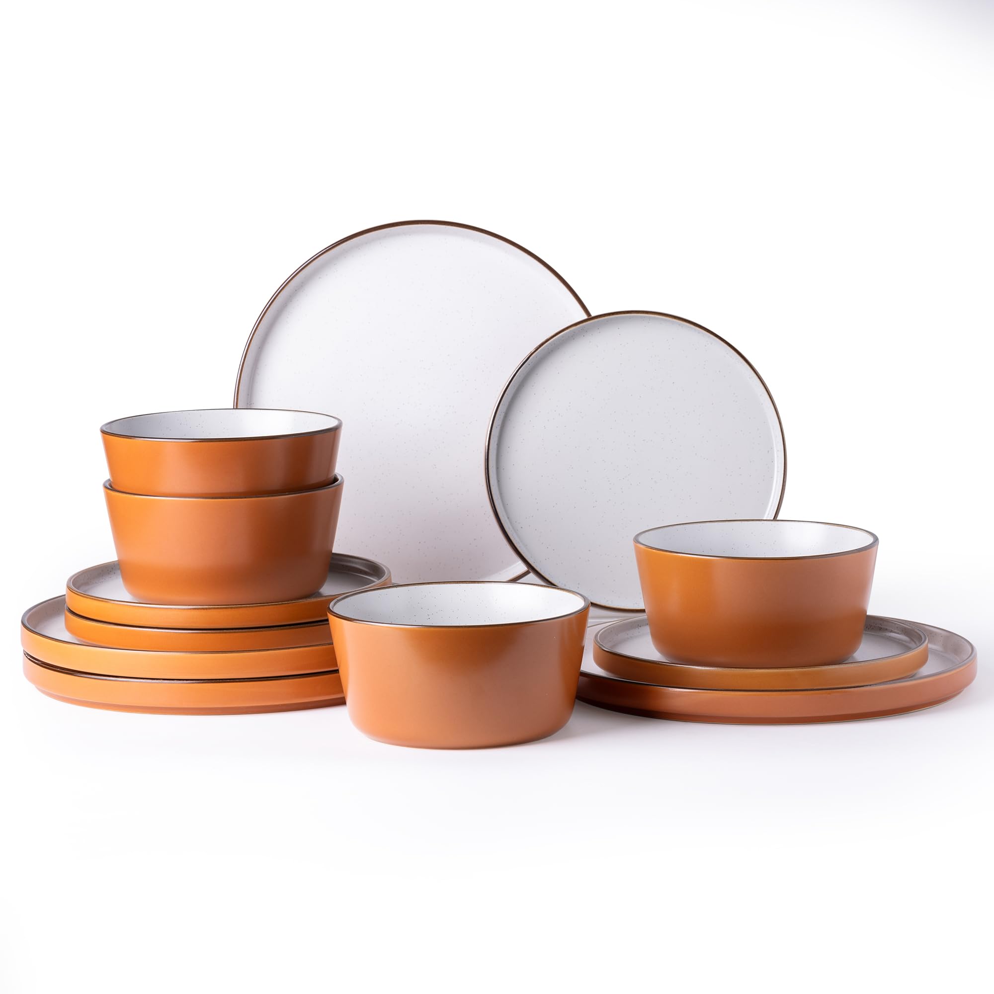 AmorArc Dinnerware Sets of 4, 12 Piece Plates and Bowls Set, Chip and ...