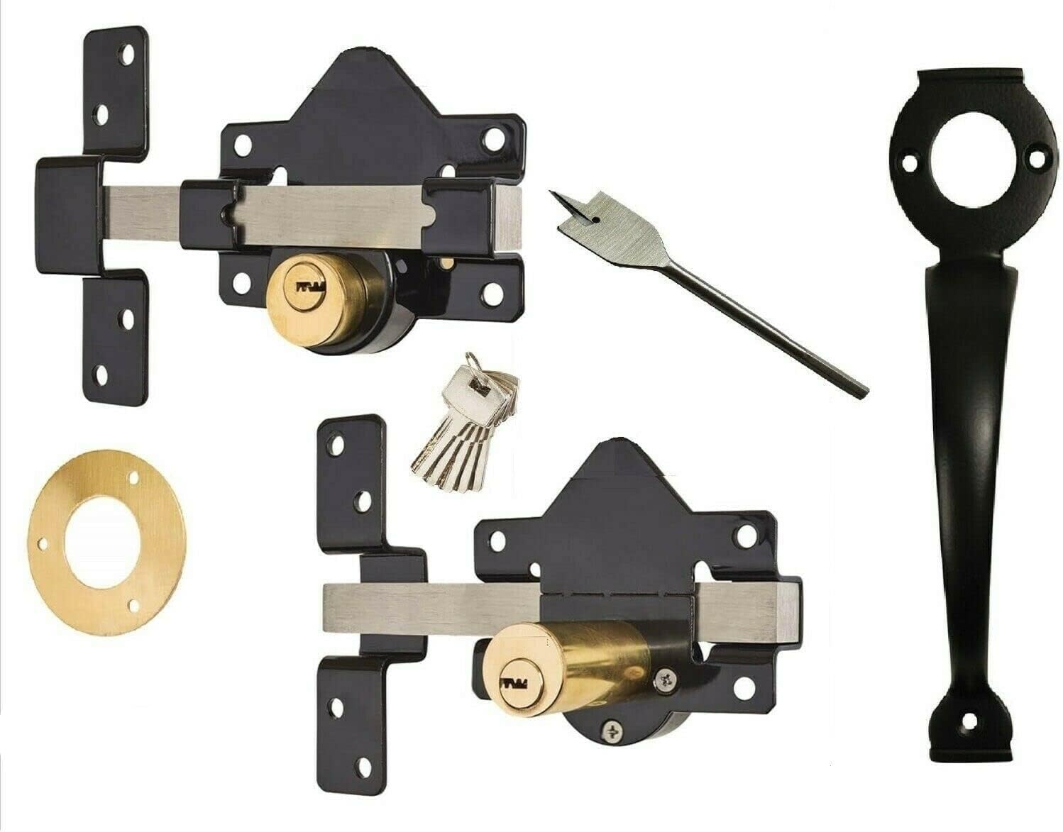 Gatemate 1490096 Euro P11 Long Throw Double Lock, Black/Stainless Steel ...