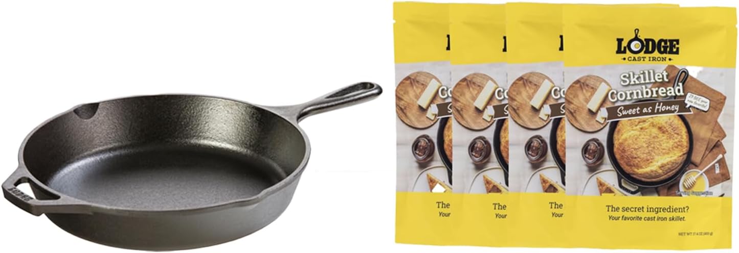Amazon.com: Bundle of Lodge 10.25 Inch Cast Iron Pre-Seasoned Skillet ...