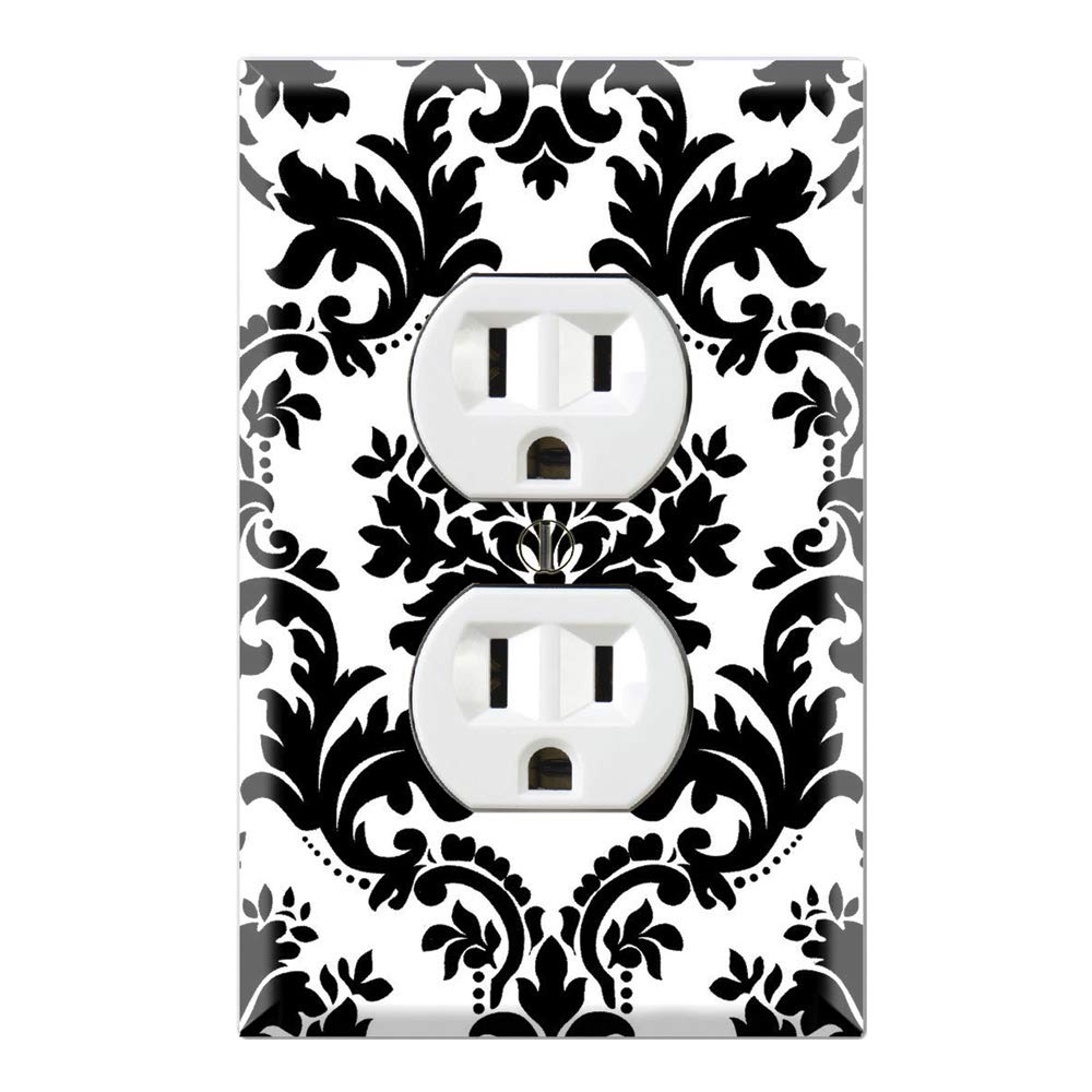Graphics Wallplates - Black and White Damask - Duplex Outlet Wall Plate ...