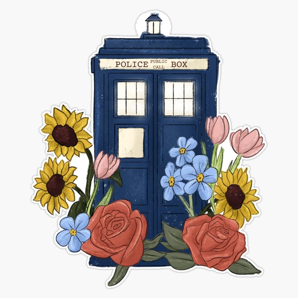 Amazon.com - Tardis Floral Sticker Bumper Sticker Vinyl Decal 5"