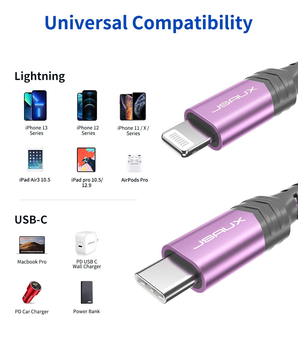 USB C to Lightning Cable 10FT, JSAUX [Apple MFi Certified] iPhone 13 ...