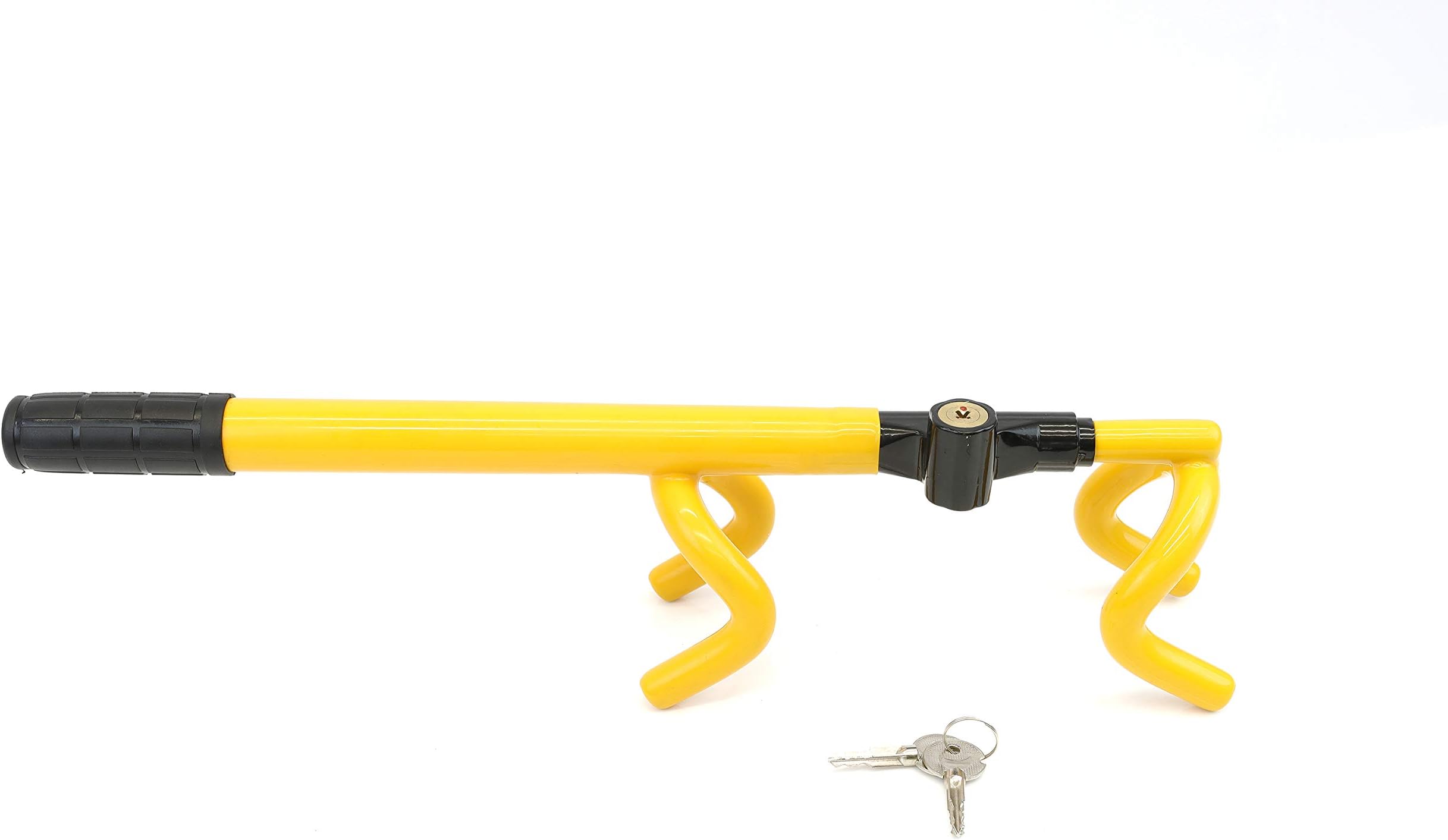 STRONG YELLOW DOUBLE HOOK CAR STEERING WHEEL ANTI THEFT SECURITY LOCK ...