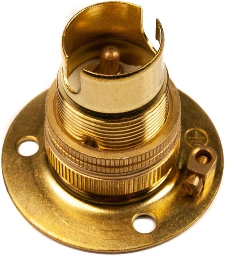 Batten Lamp Holder Brass with Earth and Shade Ring Small Bayonet Cap ...