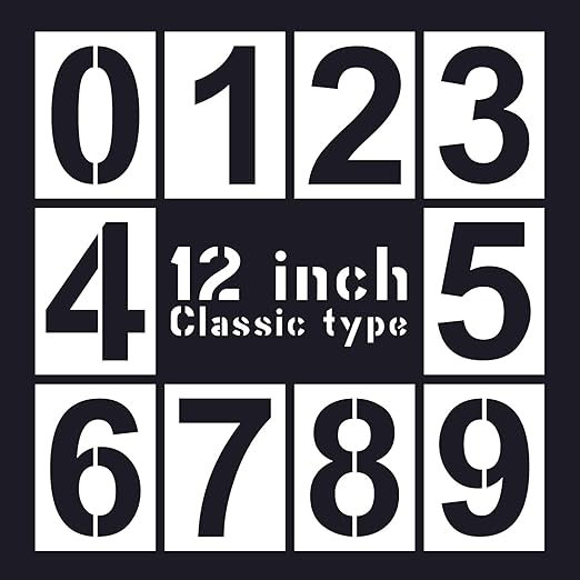 Amazon.com : 12 Inch Large Number Stencils Set 0-9 Parking Lot Stencils ...
