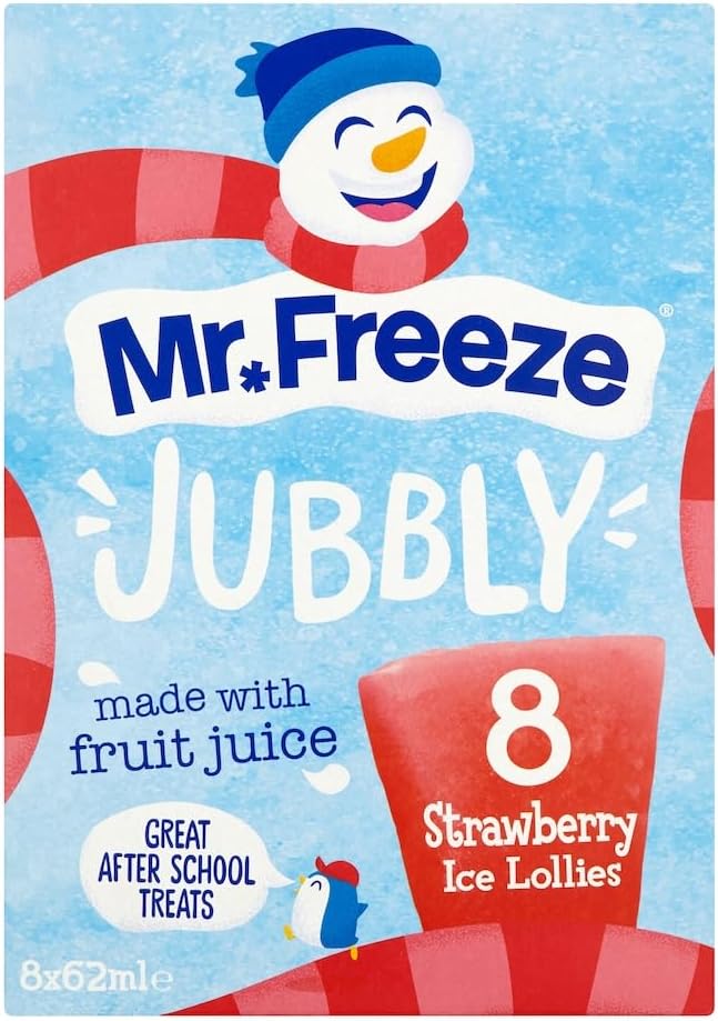 Mr Freeze Jubbly Strawberry Ice Lollies, Made with Fruit Juice, 8 Pack ...