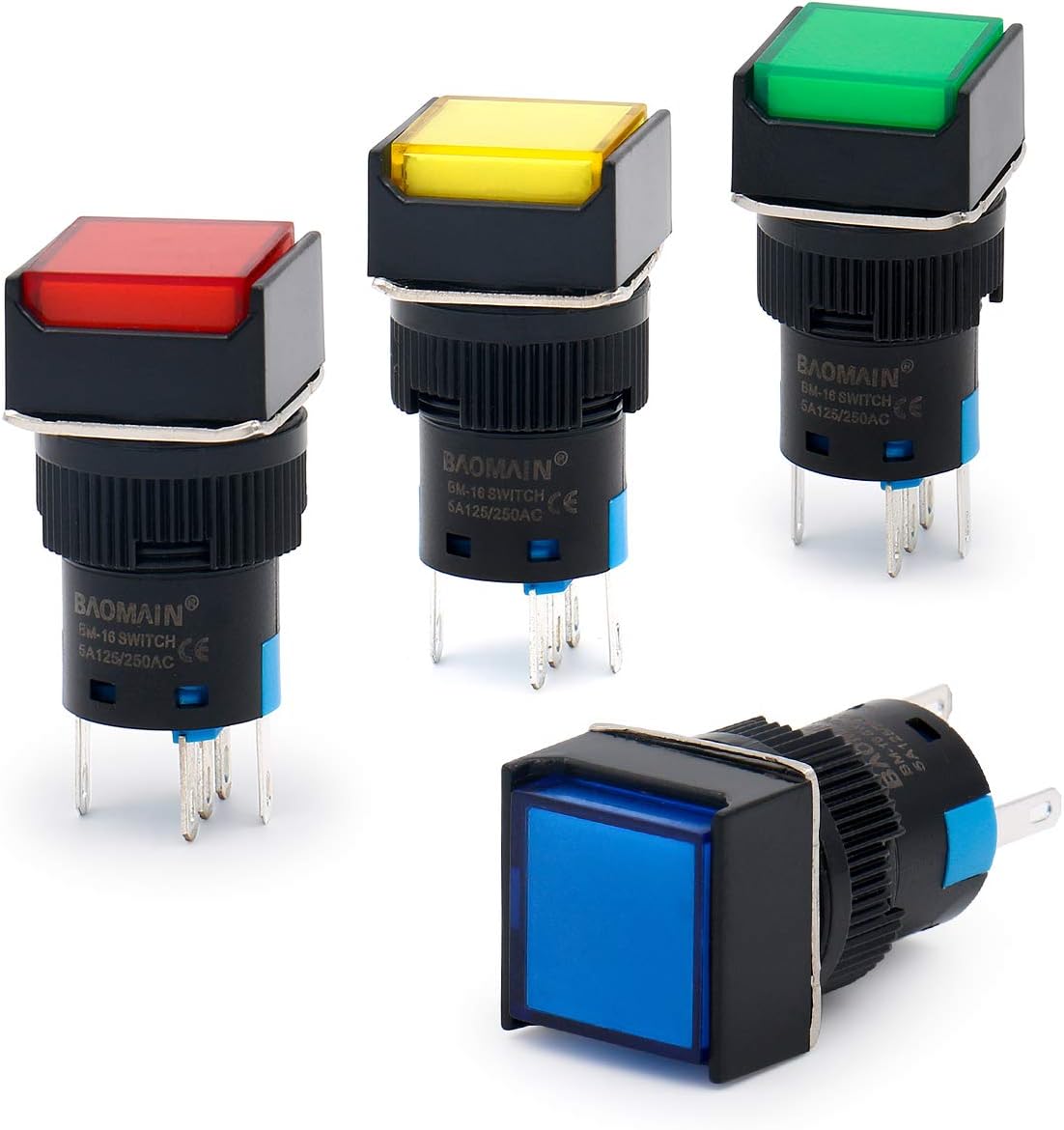 Amazon.com: uxcell 10Pcs Momentary Square Red Push Button Switch AC ...