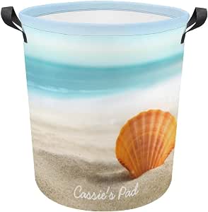 Amazon.com: Large Laundry Hamper Basket Seashell Beach Scene Waterproof ...