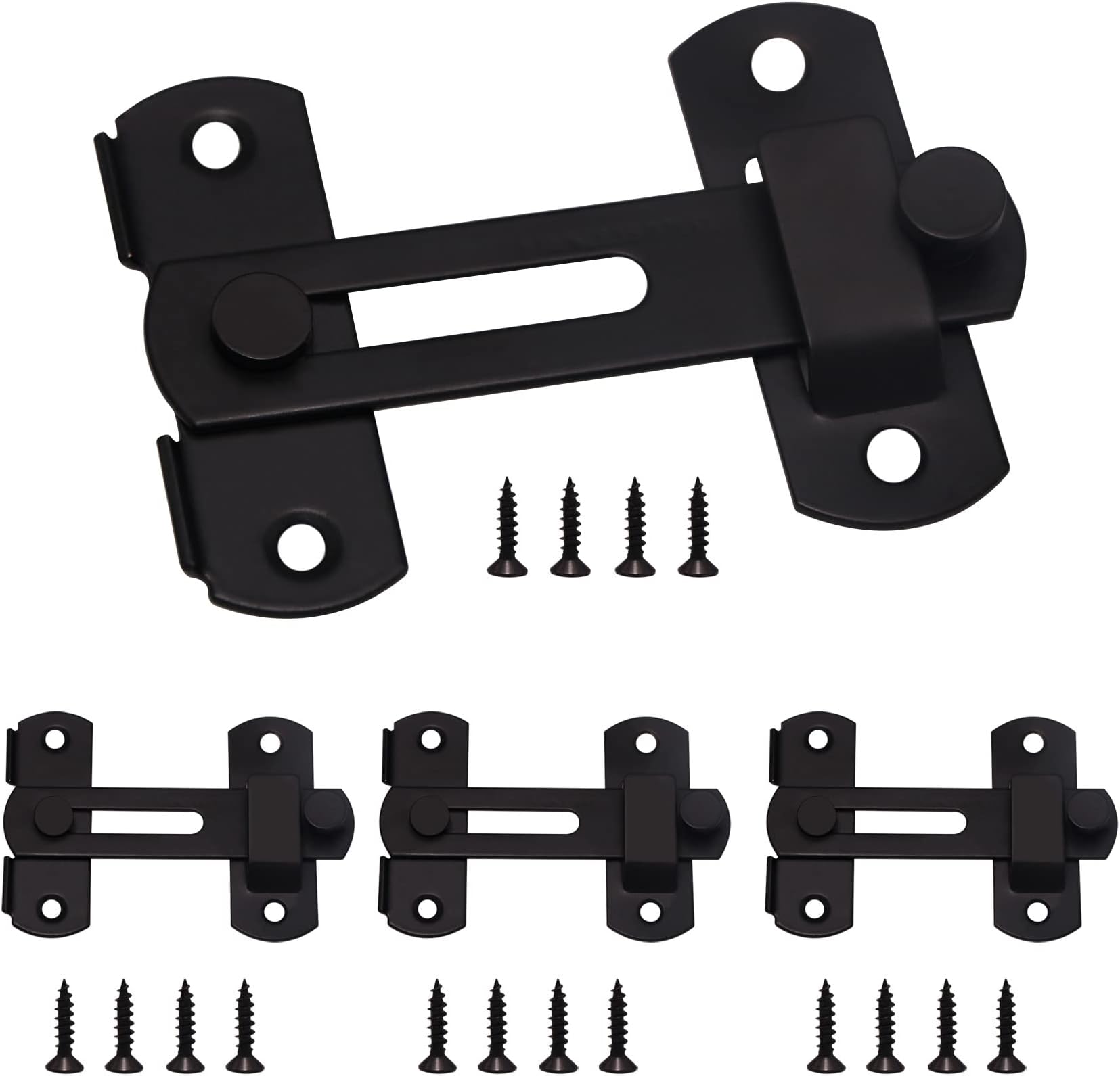 Amazon.com: Barn Door Lock 4 Packs Matte Black Stainless Steel Flip ...