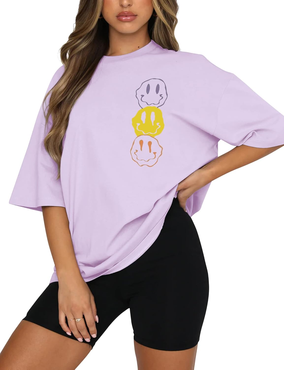 Cioatin Women Y2K Funny Graphic Print Oversized Tee Shirt Short Sleeve ...