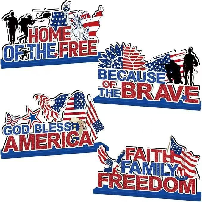 Amazon.com: Memorial Day Decorations Table Wooden Sign Freedom Breave ...