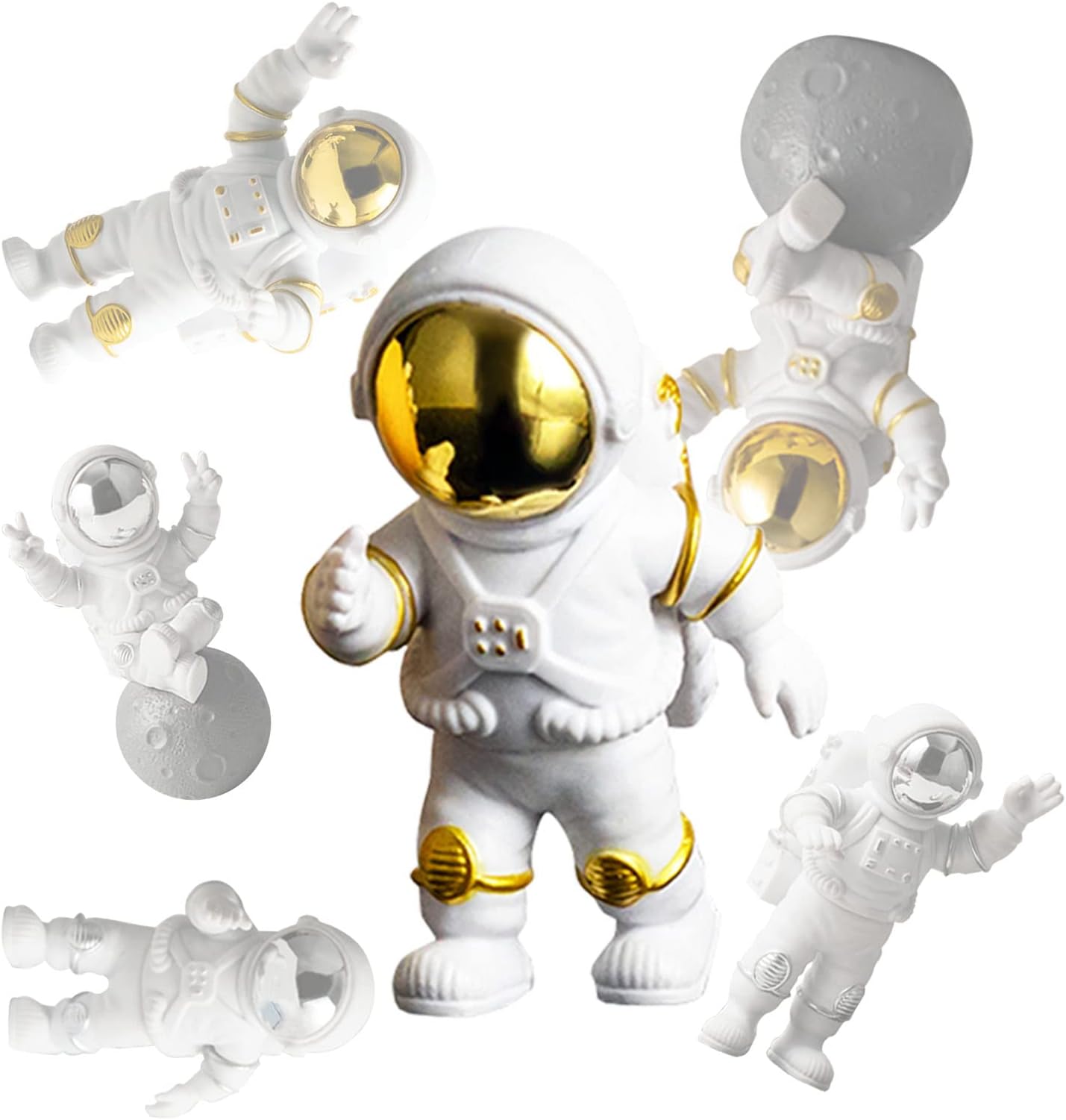 Amazon.com: WINUSD Astronaut Figurine, Gold Moon Astronaut Statue Decor ...