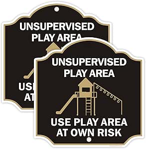Amazon.com: Clotide 2 Pack Unsupervised Play Area at Own Risk Sign， 12 ...