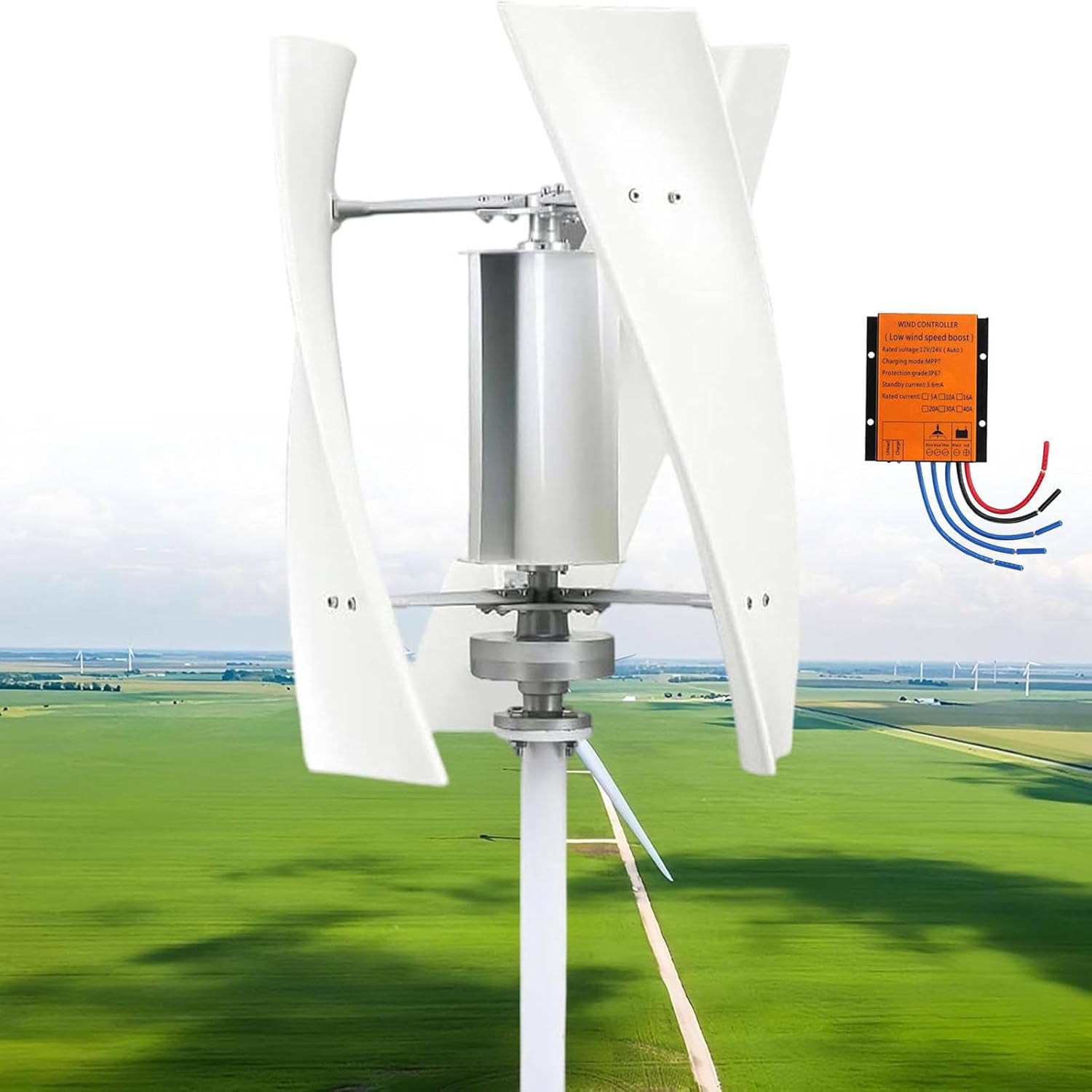 2000W Vertical Axis Wind Turbine Generator - Low Noise Helical Design ...
