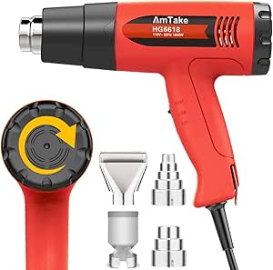 1800W Heat Gun, Amtake Variable Temperature Control Hot Air Gun 120°F ...