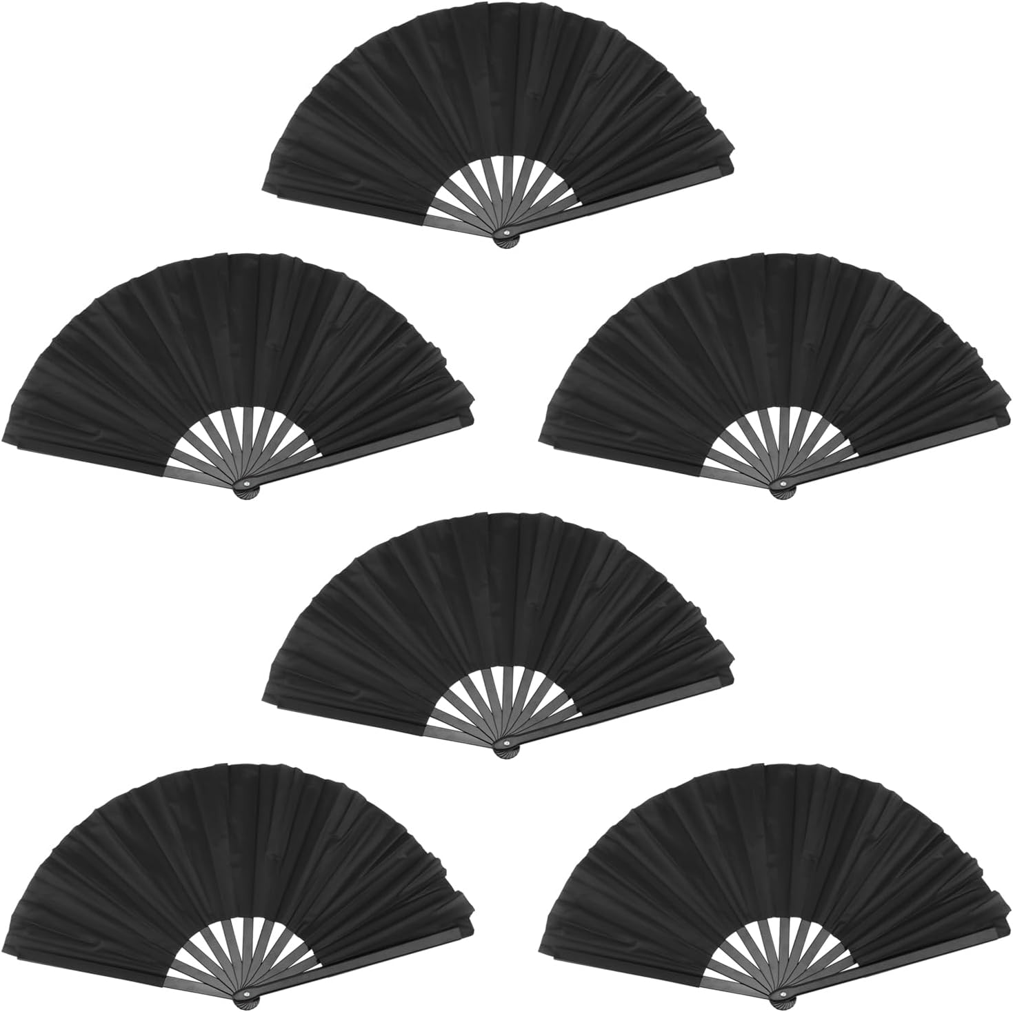 Amazon.com: MANCHAP 6Pcs 13 Inch Large Black Folding Hand Fans, Chinese ...