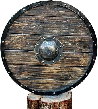 Amazon.com: Viking Shield Wall Decor, 24 Inch Wooden & Iron Medieval ...