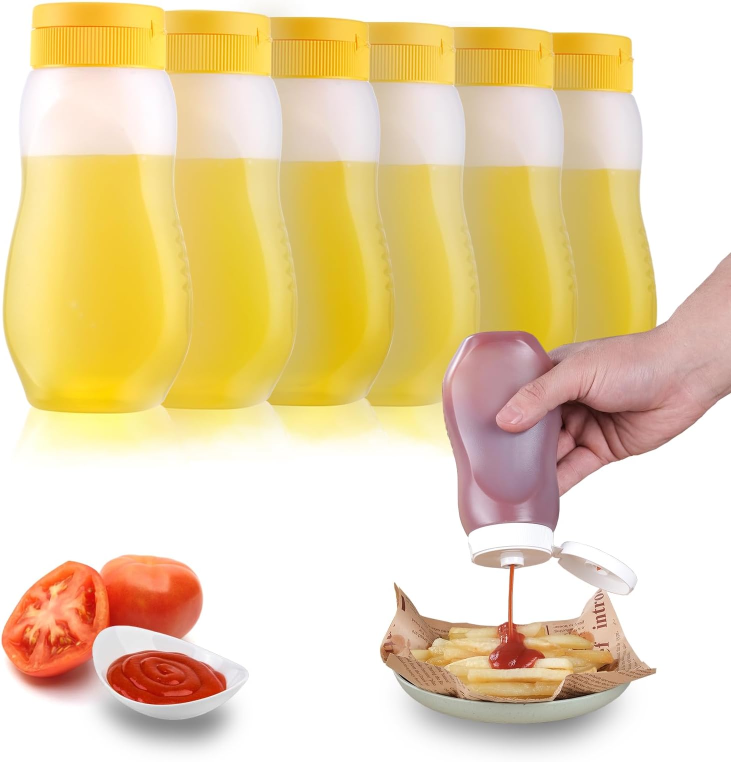 Amazon.com: RAMFIYN 6 pack Condiment Squeeze Bottles for Sauces 12oz ...