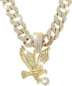 TSANLY Flying Eagle Ice Out Chain for Men Premium Zircon Stones ...