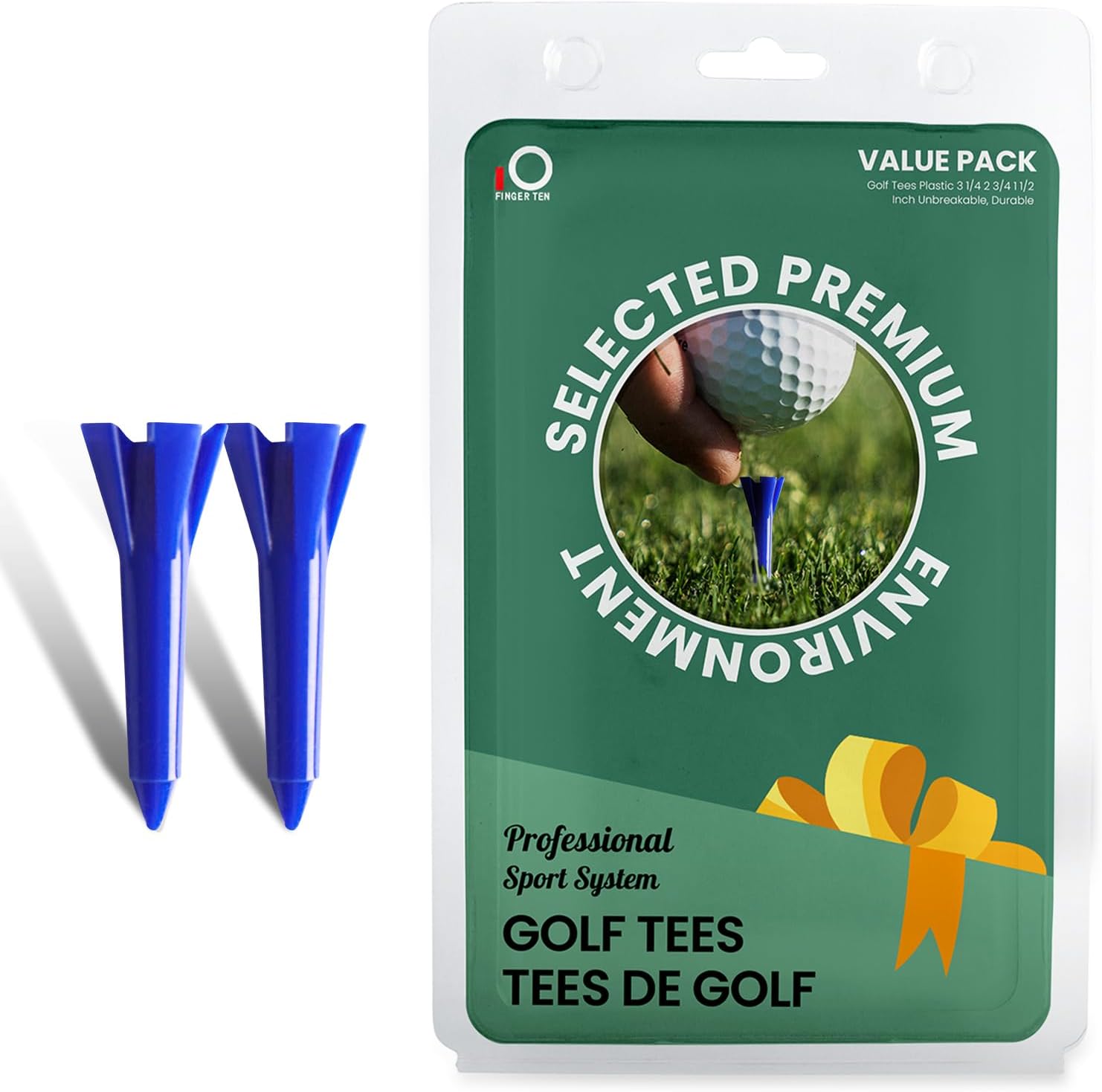 FINGER TEN 1 1/2" Plastic Golf Tees Short Tee 38mm for Irons, Par ...