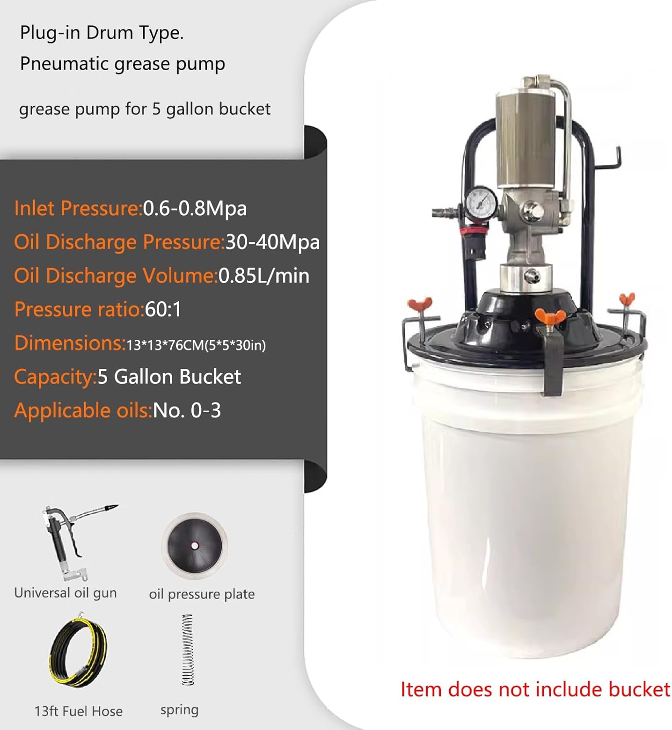 Air Operated Grease Pump for 5 Gallon Drums with 13ft Explosion Proof ...