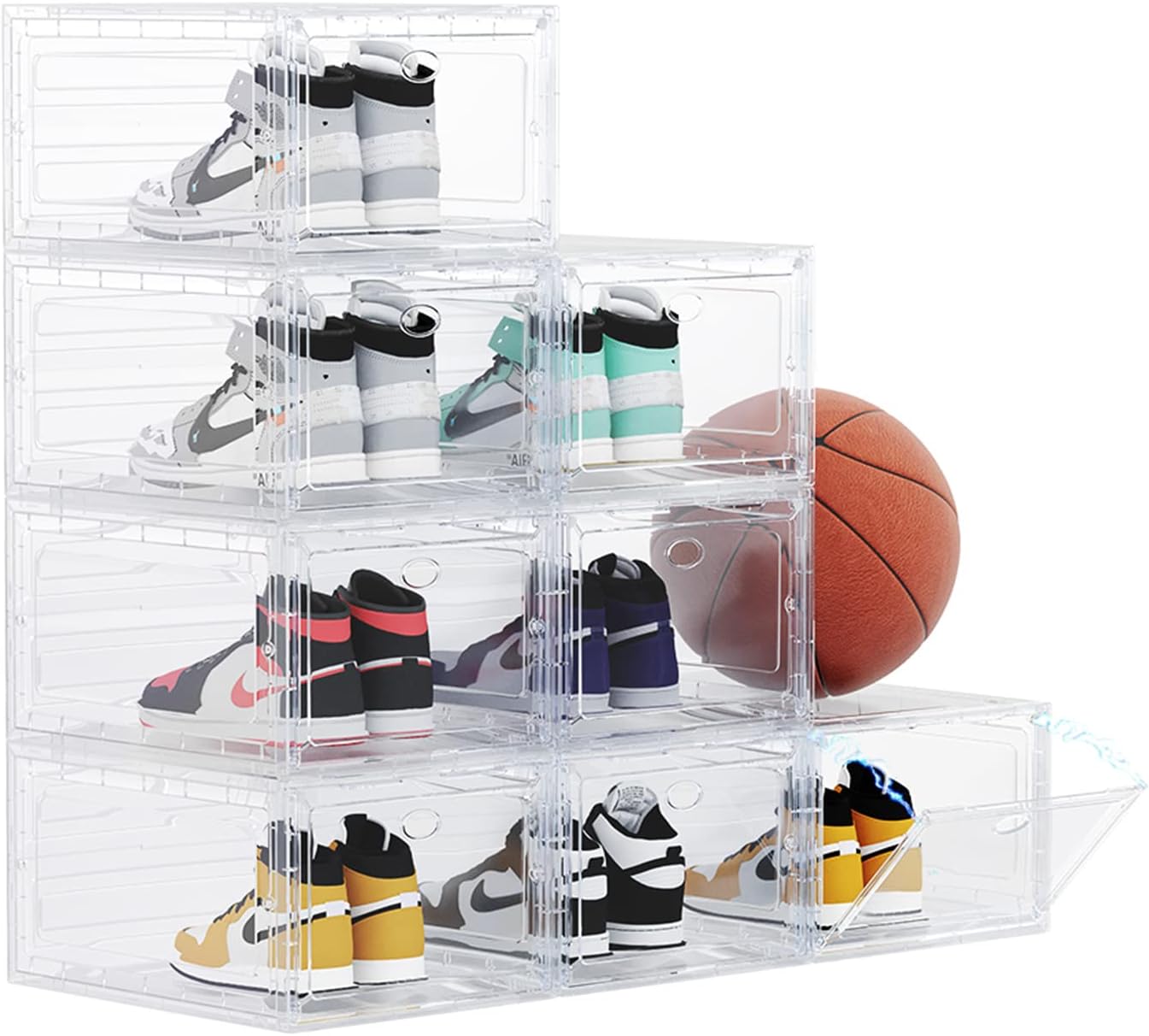 Amazon.com: SUN & SUMMER Clear Plastic Stackable 18 Pack Shoe Boxes ...