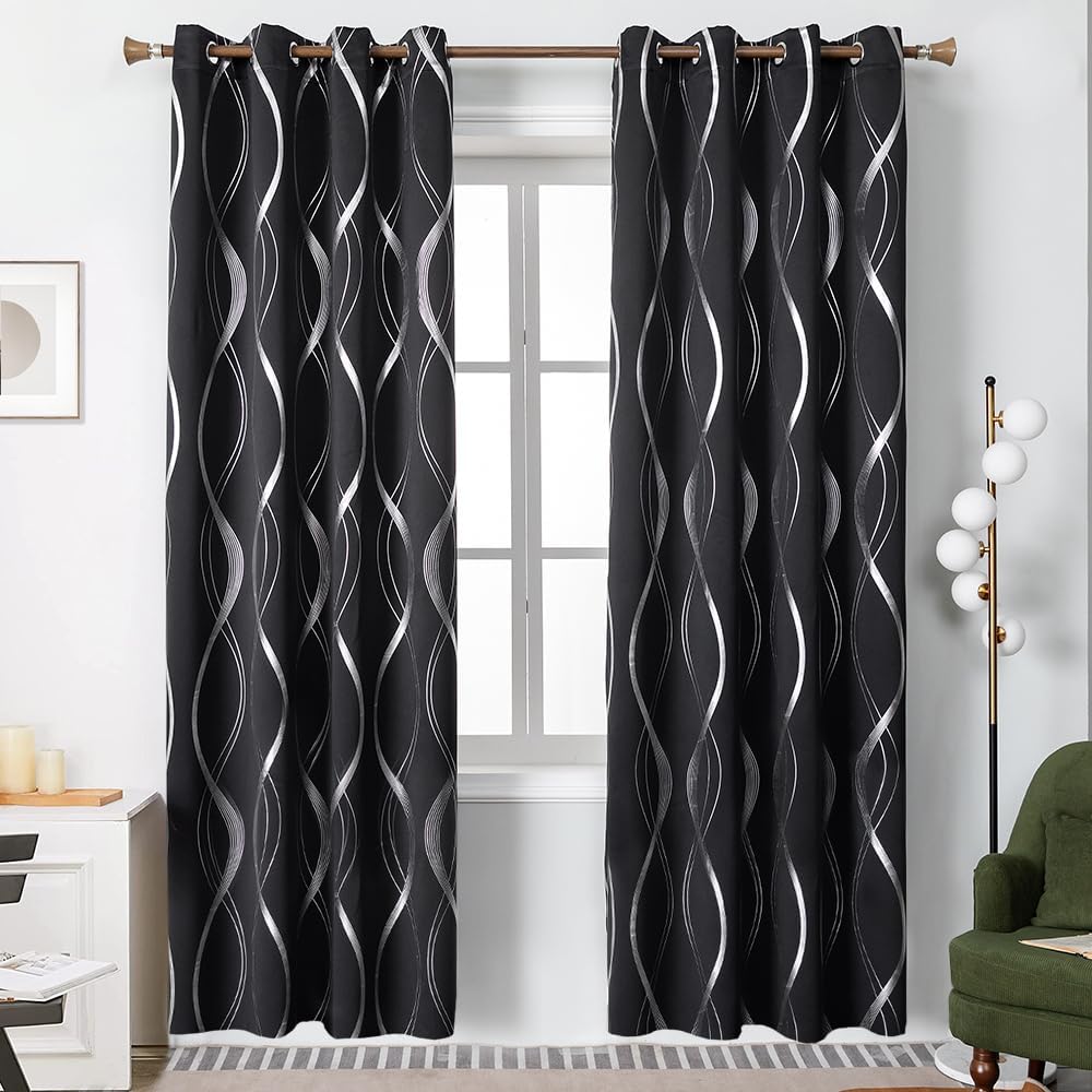 NANWEI 100% Cortinas Blackout, Cortinas Largas con Forro Negro para ...