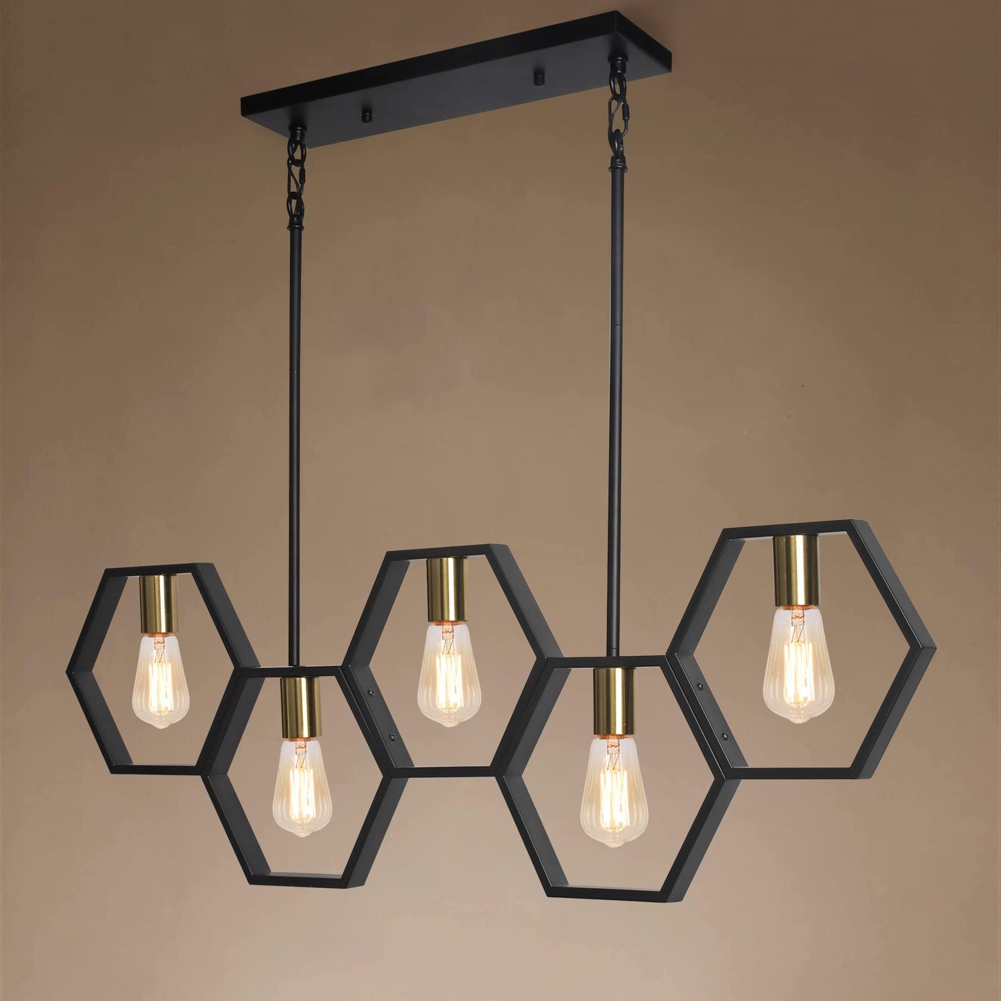 ACNKTZ 5-Light Dining Room Light Fixtures Over Table, Industrial ...