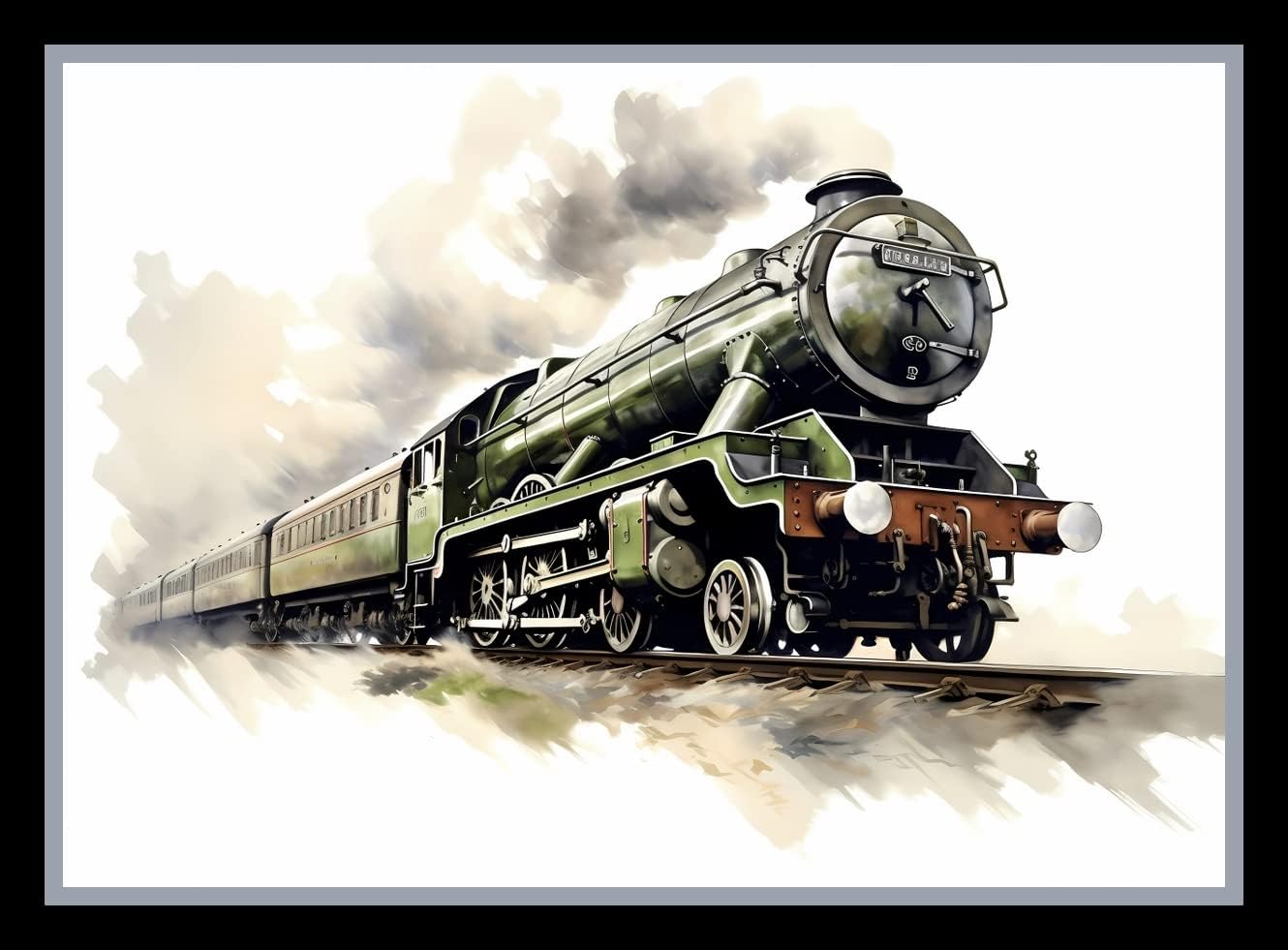 Beauitiful vivid fine art print of The Flying Scotsman Train painting ...