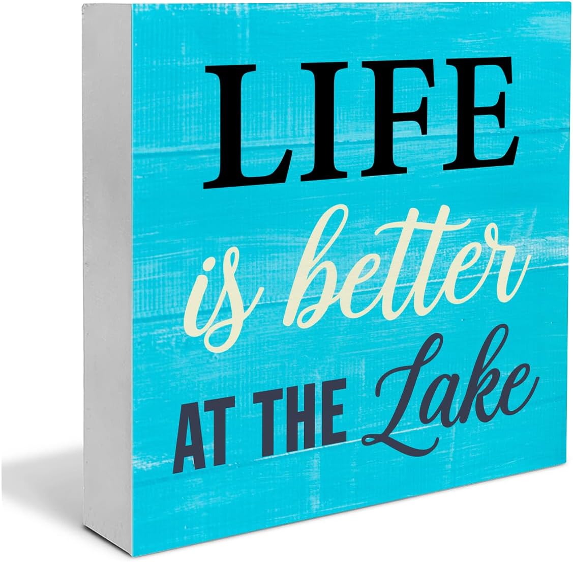 Amazon.com: YXSEZ Lake Wooden Sign - 5 Inch Square - Rustic Lake Life ...